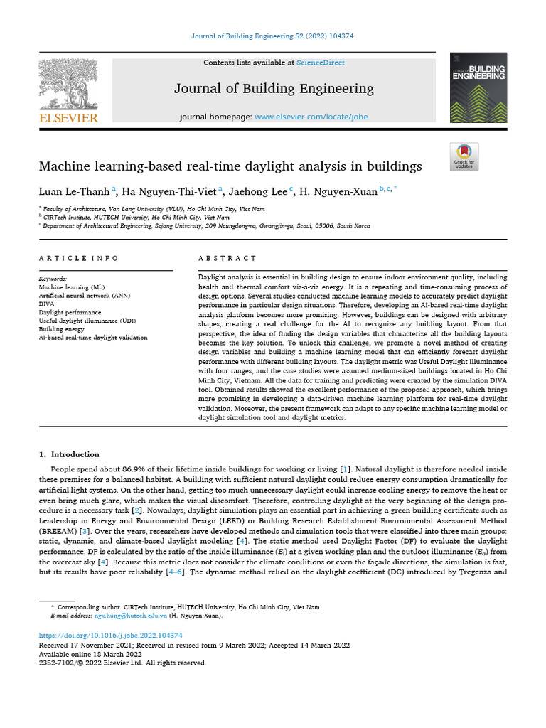 Thanh Machine Learning Daylight Analysis | PDF | Machine Learning | Simulation