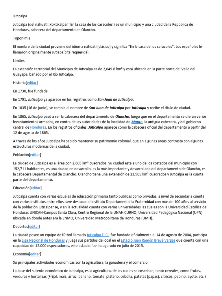 Juticalpa: Historia y Cultura | PDF | Viajes y turismo