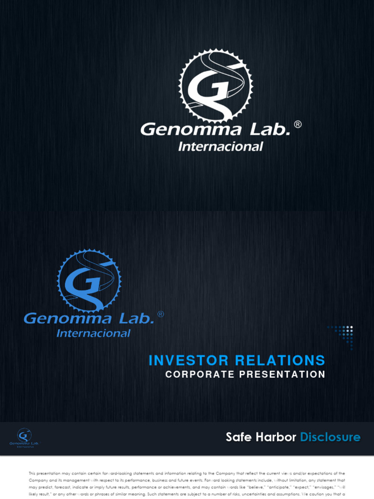 GENOMMA LAB Corporate Presentation Ago | PDF | Logistics | Supply Chain