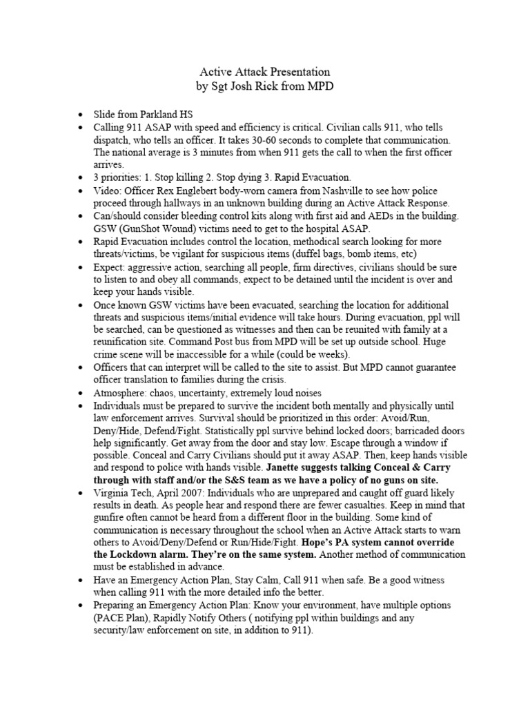 Active Attack Response Guide | PDF | Police