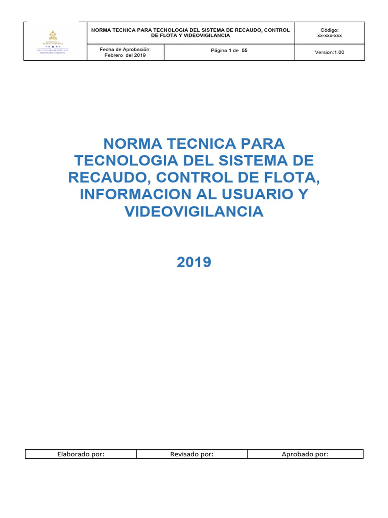 05 - Nt-Pm-007-Norma Tecnica de Videovigilancia y Recaudo Embarcado | PDF | Tarjeta de crédito | Emv