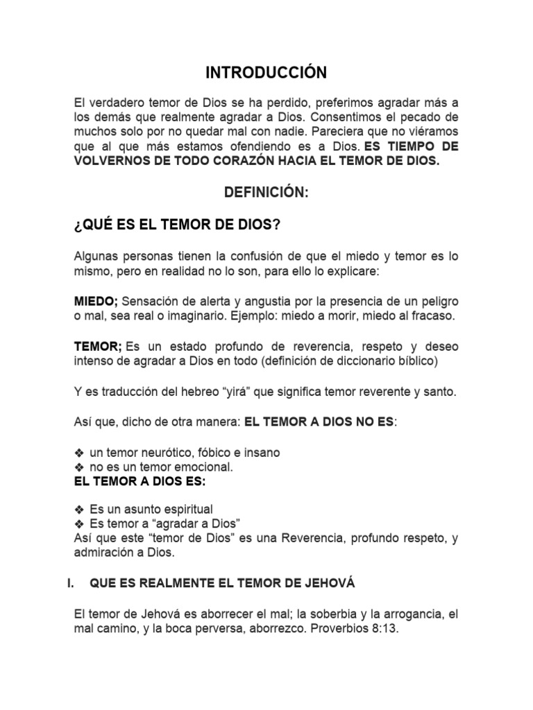 sermon el Temor de Dios | PDF | Libro de proverbios | Dios
