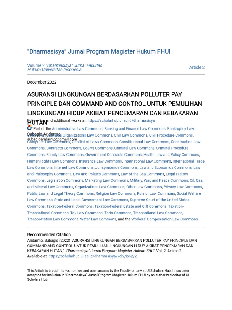 Asuransi Lingkungan Berdasarkan Polluter Pay Principle Dan Comman | PDF Asuransi Lingkungan Berdasarkan Polluter Pay Principle Dan Comman | PDF