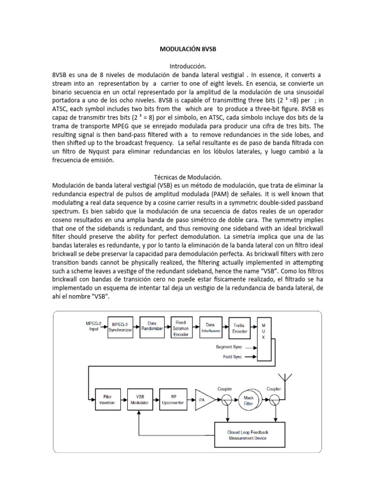Modulación 8VSB | PDF | Modulación | Ingeniería de difusión