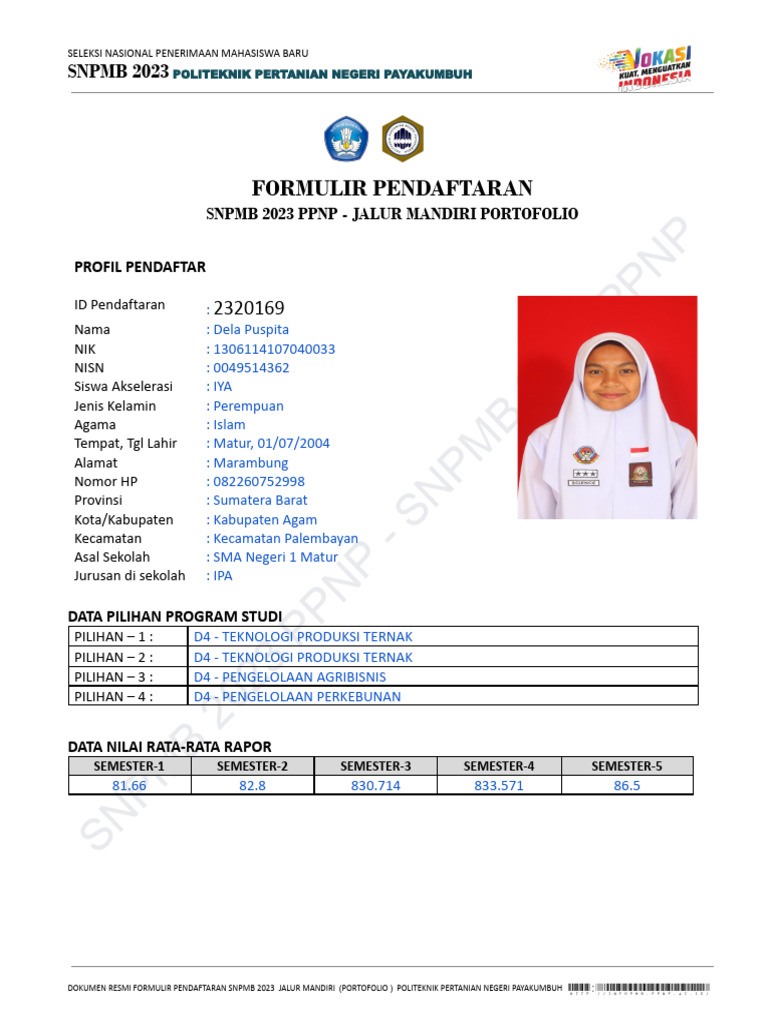 SNPMB 2023 PPNP - Jalur Mandiri Portofolio | PDF