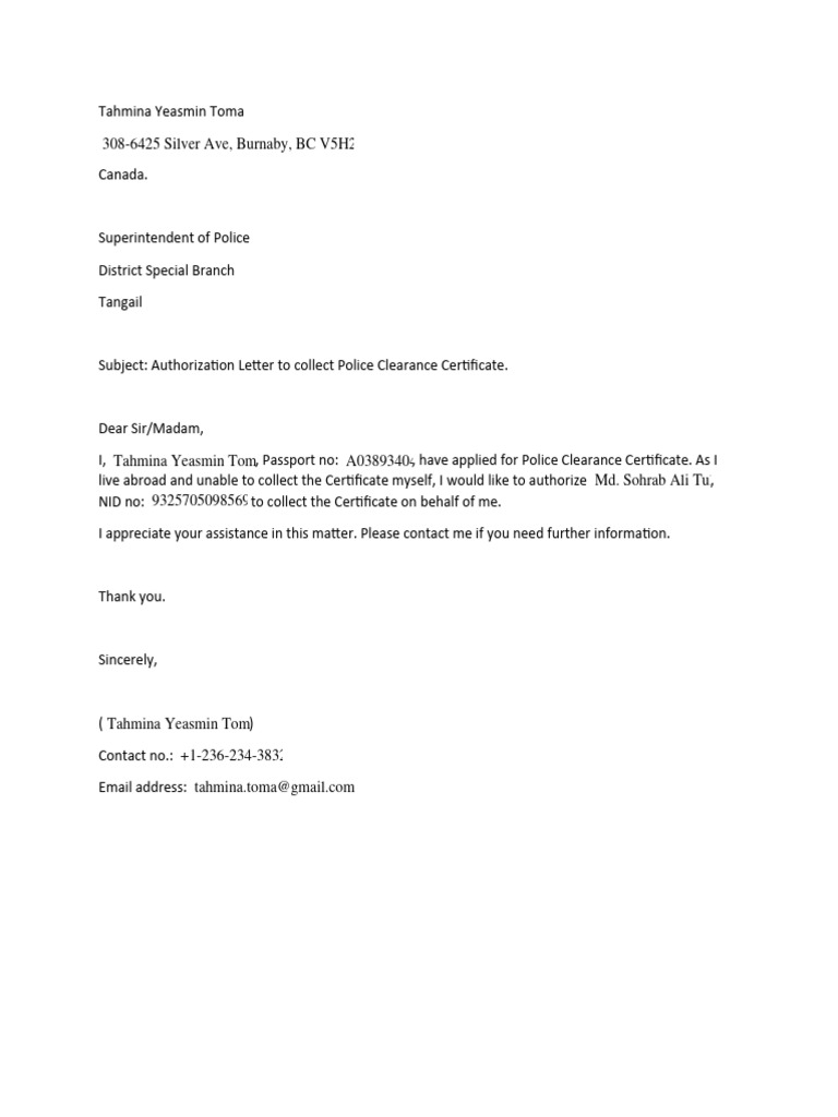 Authorization Letter 1 | PDF