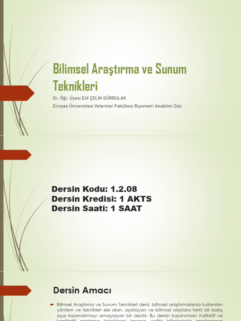 Bilimsel Araştırma Ve Sunum Teknikleri | PDF