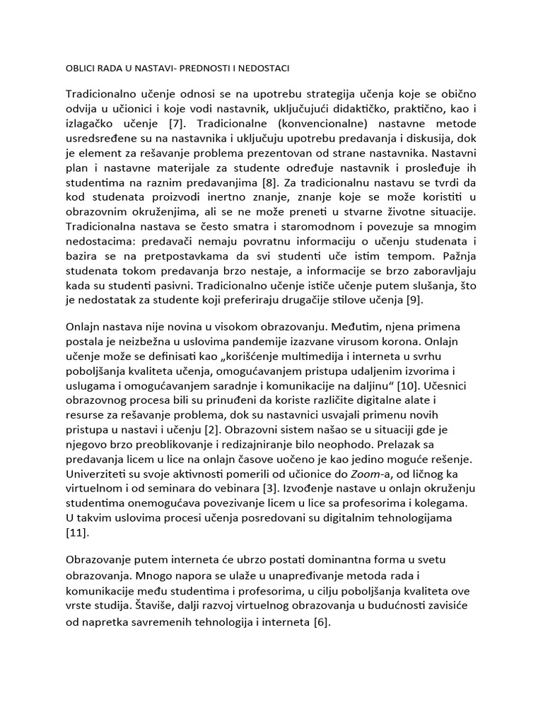 Oblici Rada U Nastavi | PDF