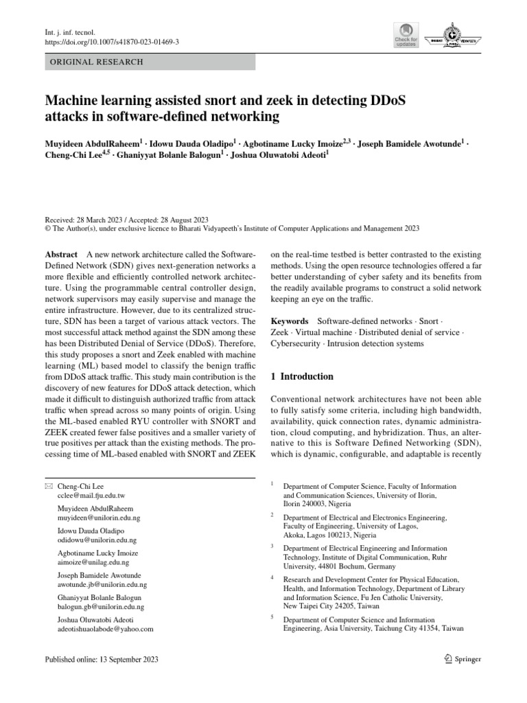 Machine Learning Assisted Snort And Zeek In Detecting Ddos Attacks In Software Defined