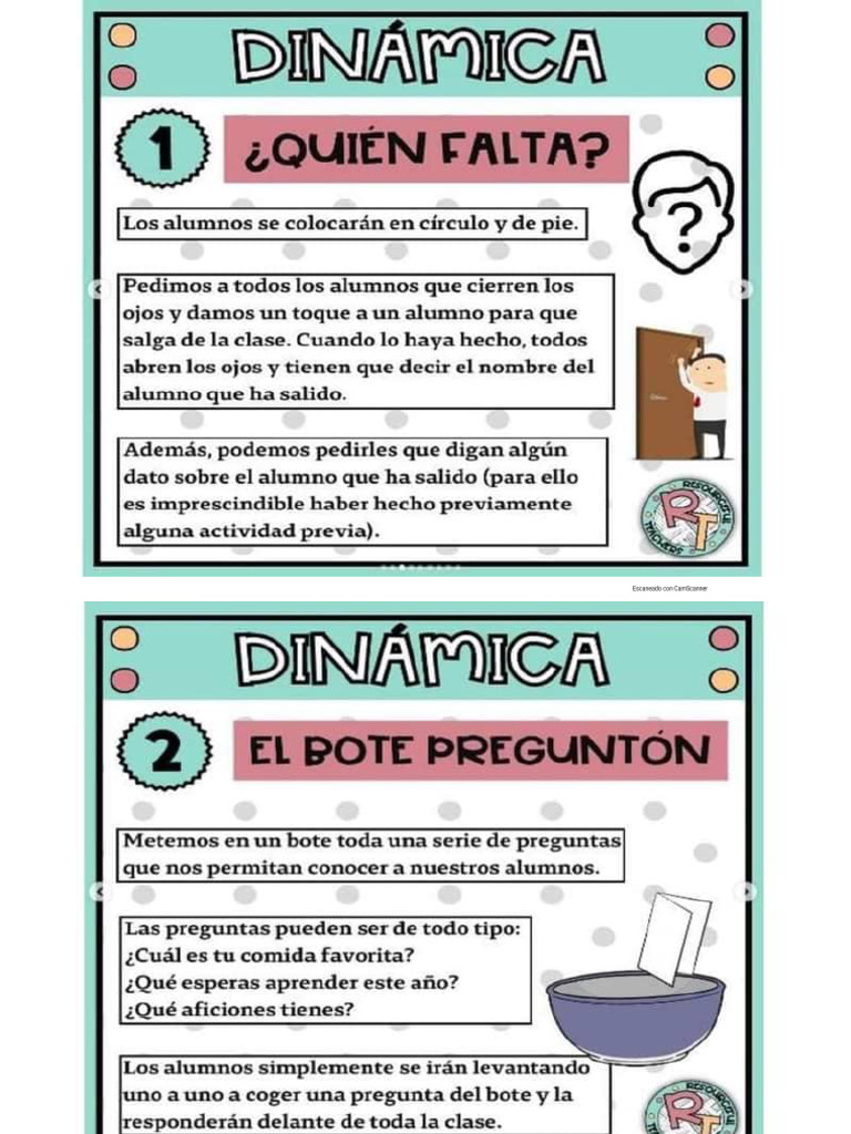 Dinamicas para Iniciar La Clase. | PDF