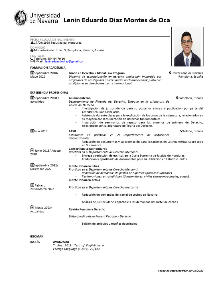 Lenin Díaz Montes: Perfil Profesional | PDF | Justicia | Crimen y violencia