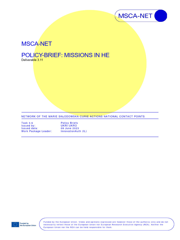 Task 3.6 Missions - Brief | PDF | European Union | Innovation