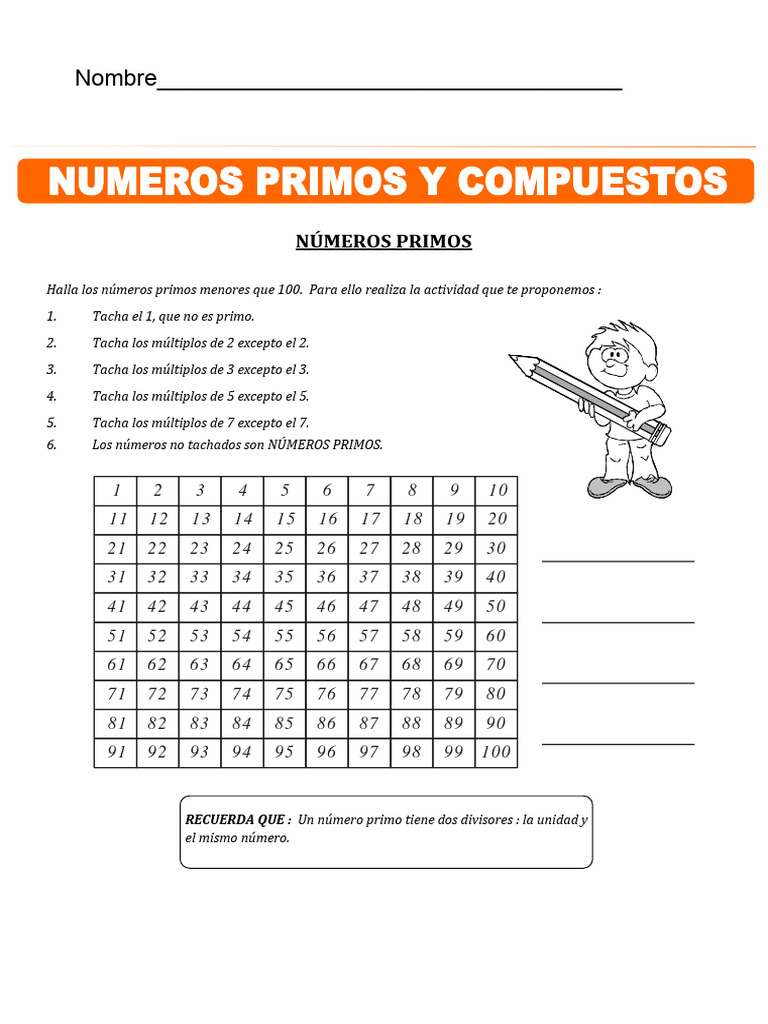 Actividades De Números Primos Y Compuestos