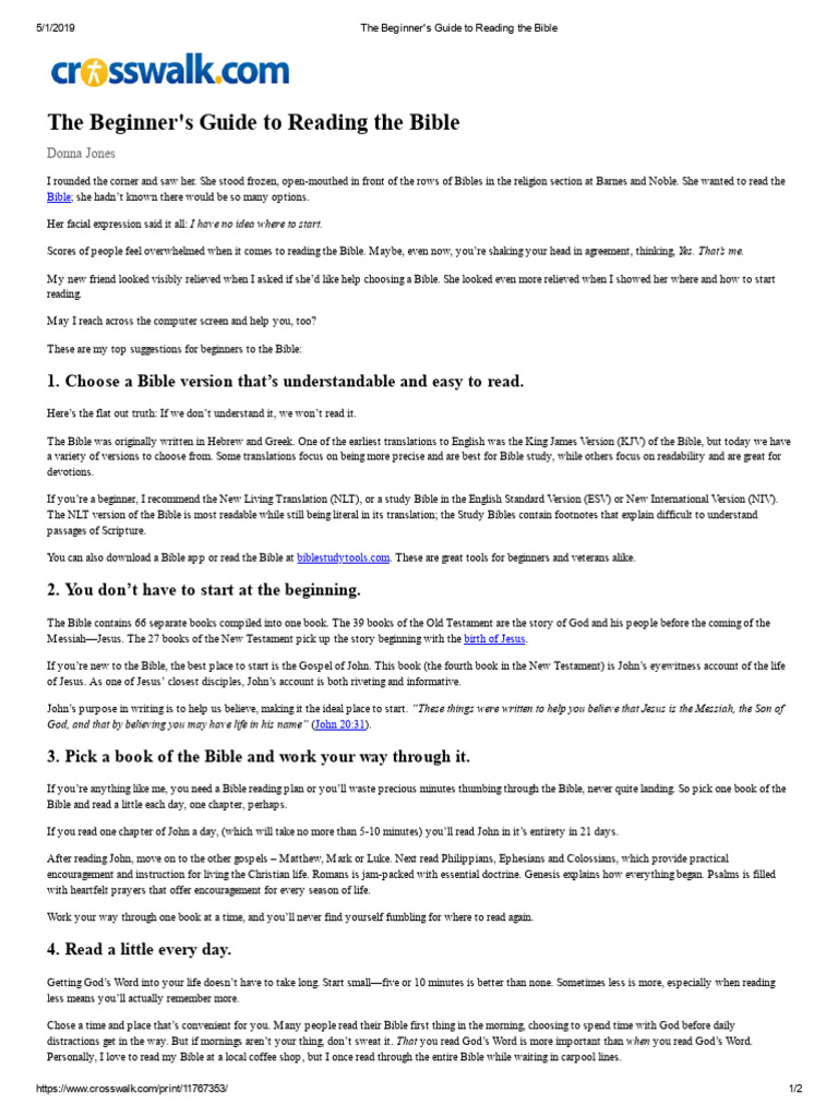 The Beginners Guide To Reading The Bible | PDF | Gospel Of John | Jesus