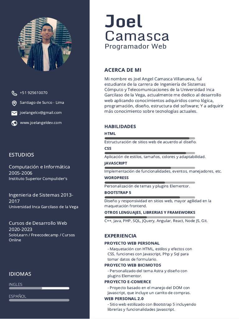 joelangelcvcurriculum | PDF | Bootstrap (marco frontal) | Script Java
