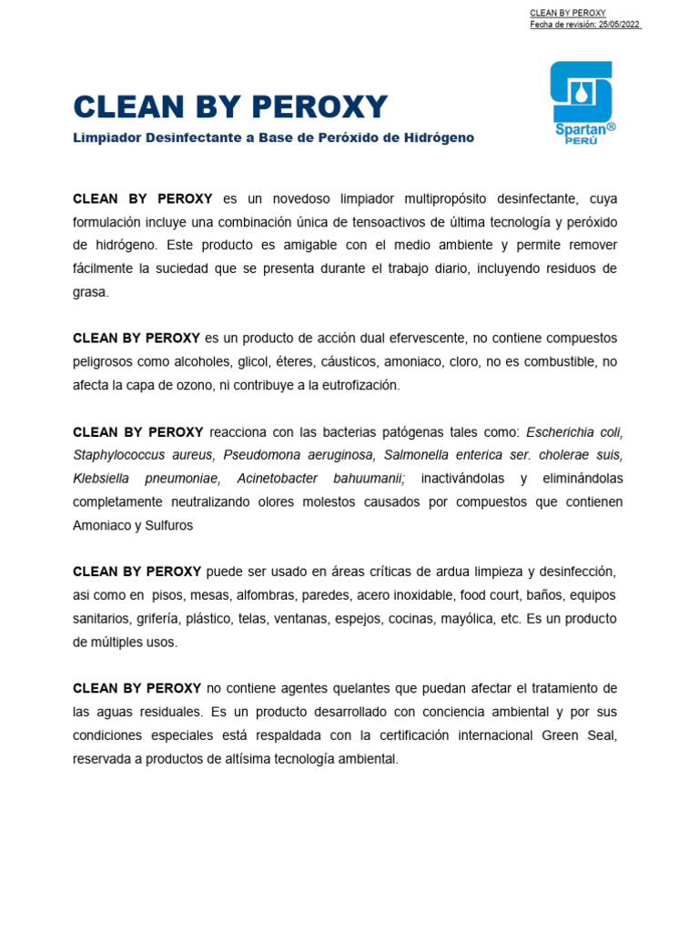 Clean by Peroxy - Ficha Técnica | PDF | Agua | Amoníaco