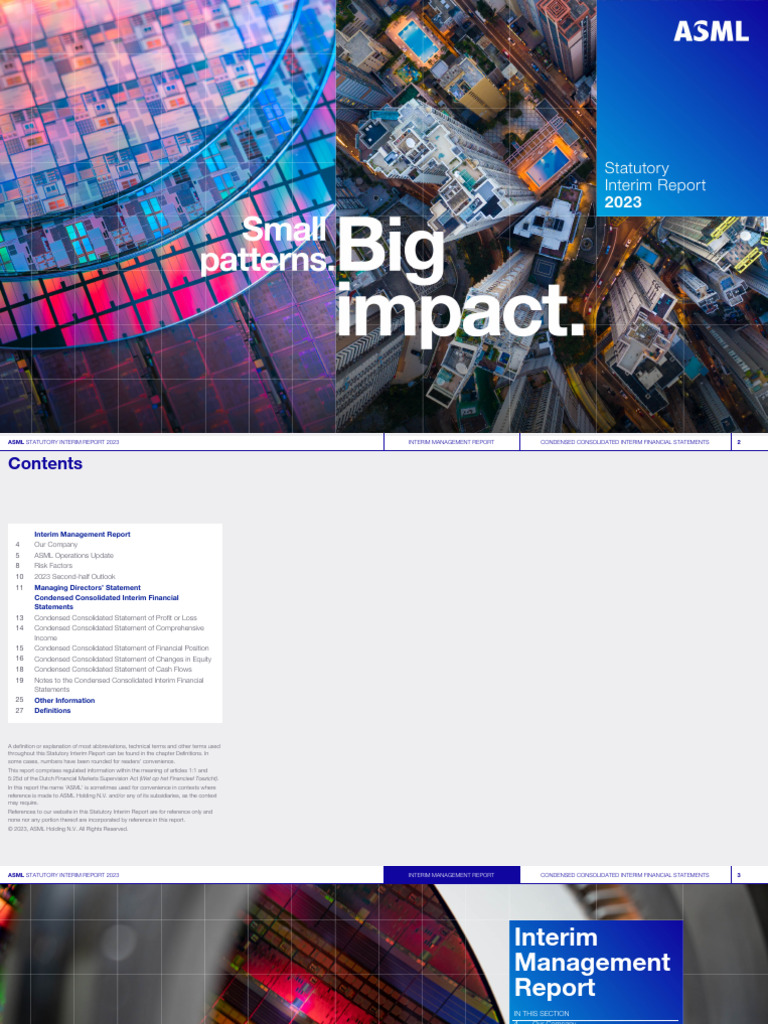 ASML Statutory Interim Report 2023 E1b2g3 | PDF