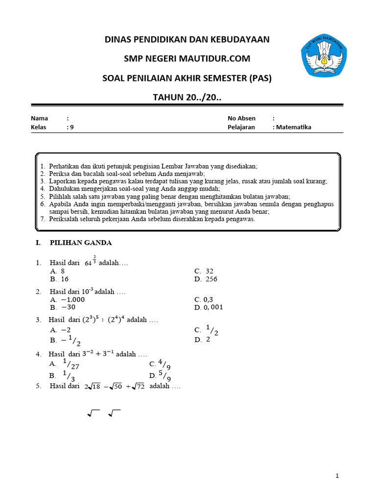 Kelas 9 Matematika Pdf