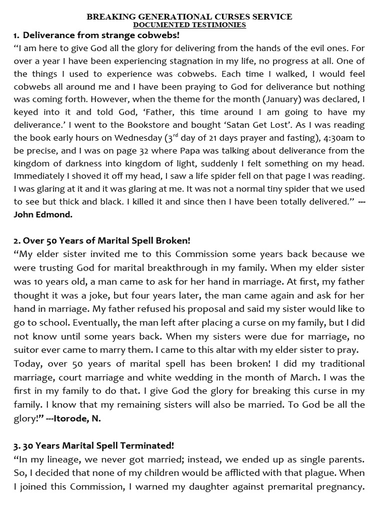 Deliverance from Generational Curses | PDF | Marriage