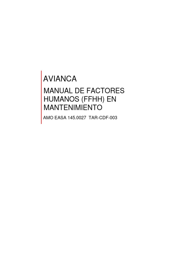 Manual FFHH en Mantenimiento Rev5 | PDF | Riesgo | Comportamiento