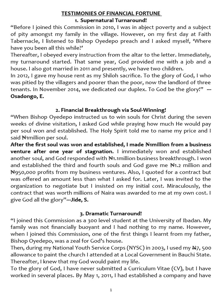 1 - Testimonies For Financial Fortune Banquet July 2023 | Download Free ...