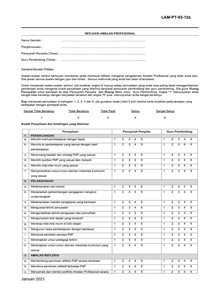 Refleksi Amalan Profesional Pendidikan | PDF