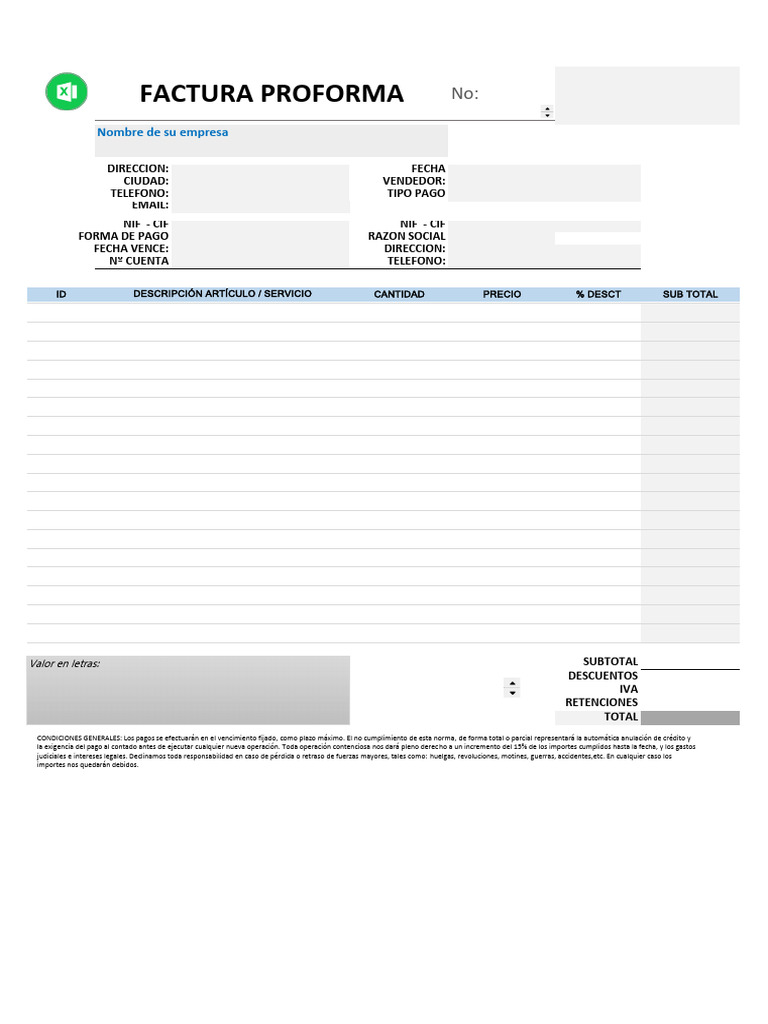 Factura Proforma Modelo Español | PDF