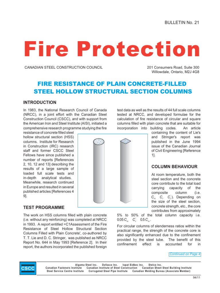 CSCC - Fire Resistance of Plain Concrete-Filled Steel Hollow Structural Section Columns | PDF