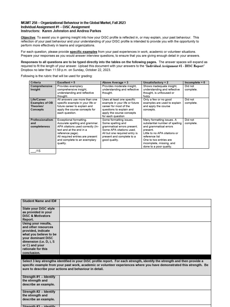 Individual Assignment #1 - DiSC | PDF