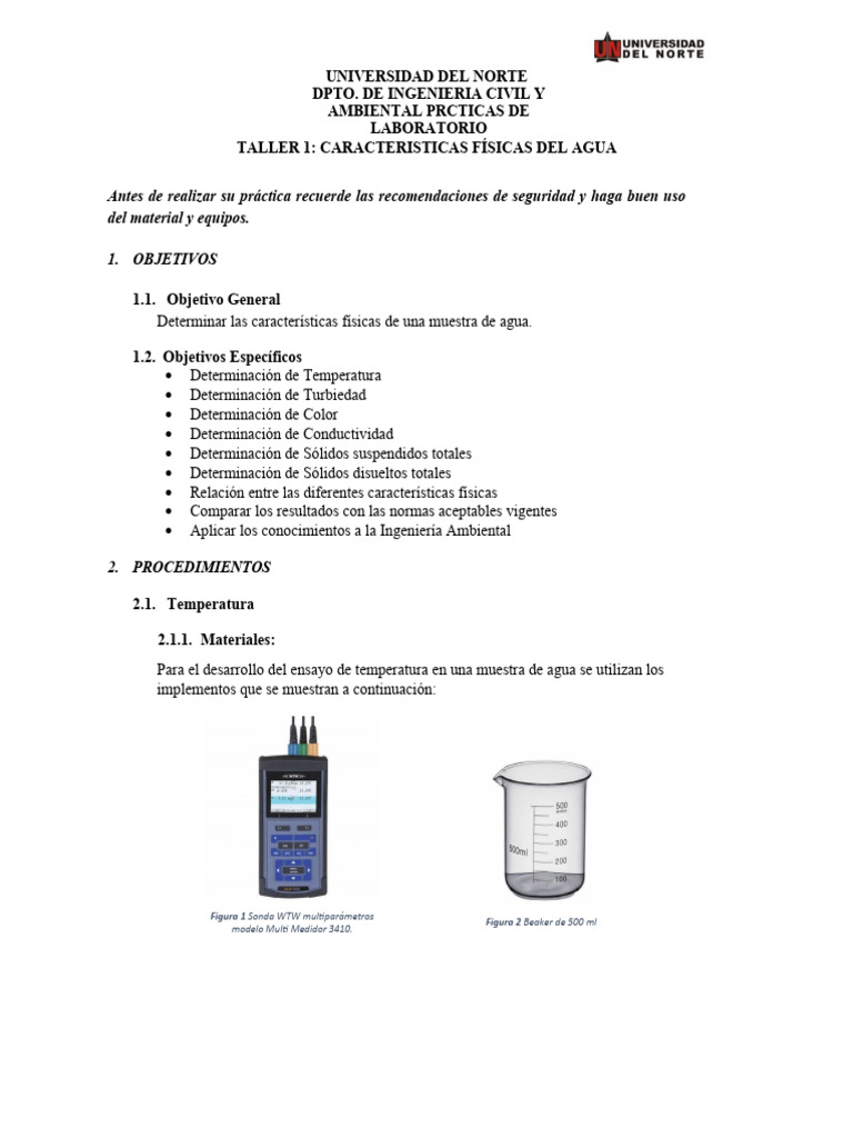 Laboratorio Parámetros Físicos | PDF | Agua | Laboratorios
