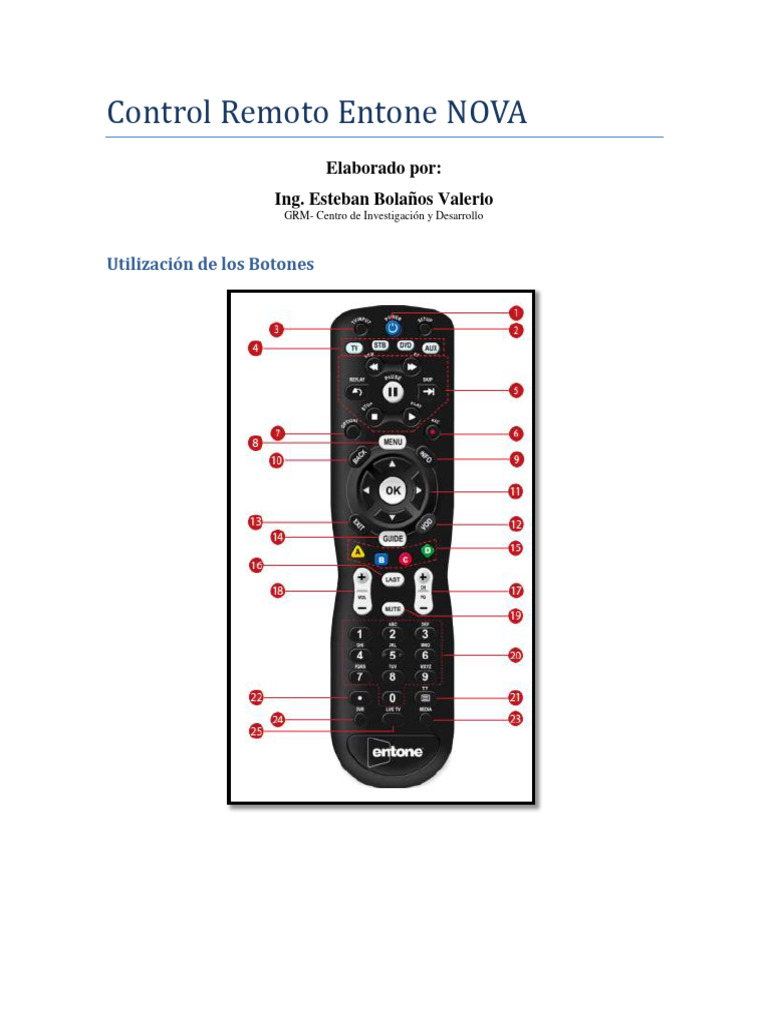 Manual de Control Remoto Entone NOVA | PDF | Vídeo a la carta | Control ...