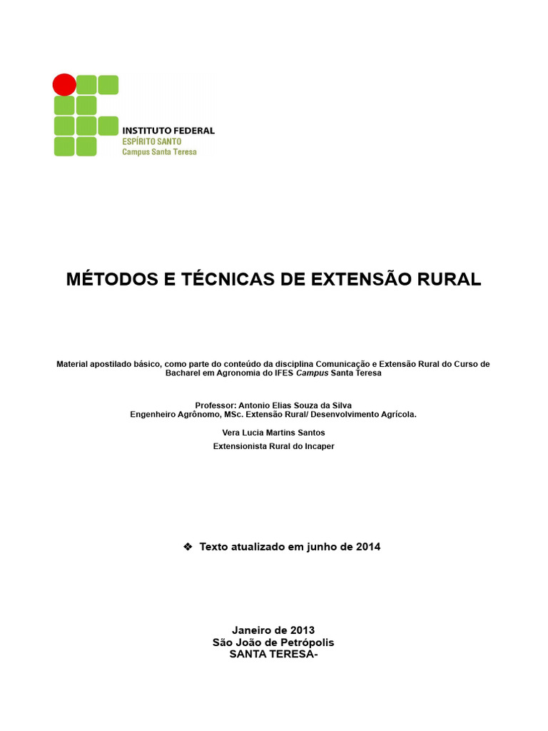 Apostila Metodologias de Extensão Rural Atualizada | PDF