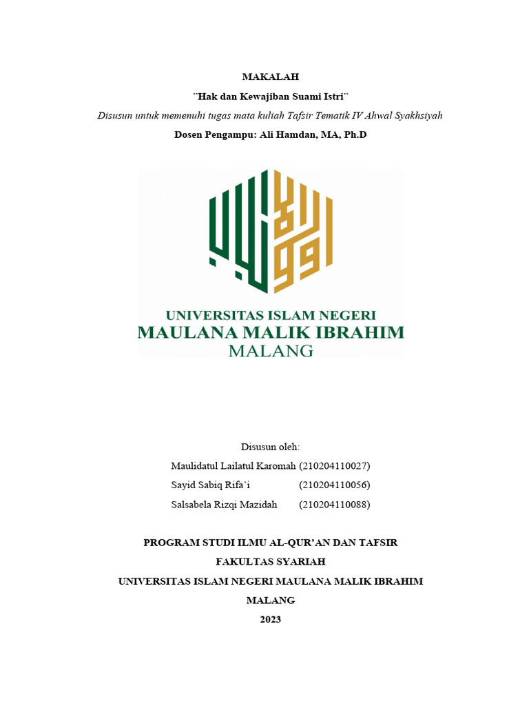 Hak Dan Kewajiban Suami Istri | PDF