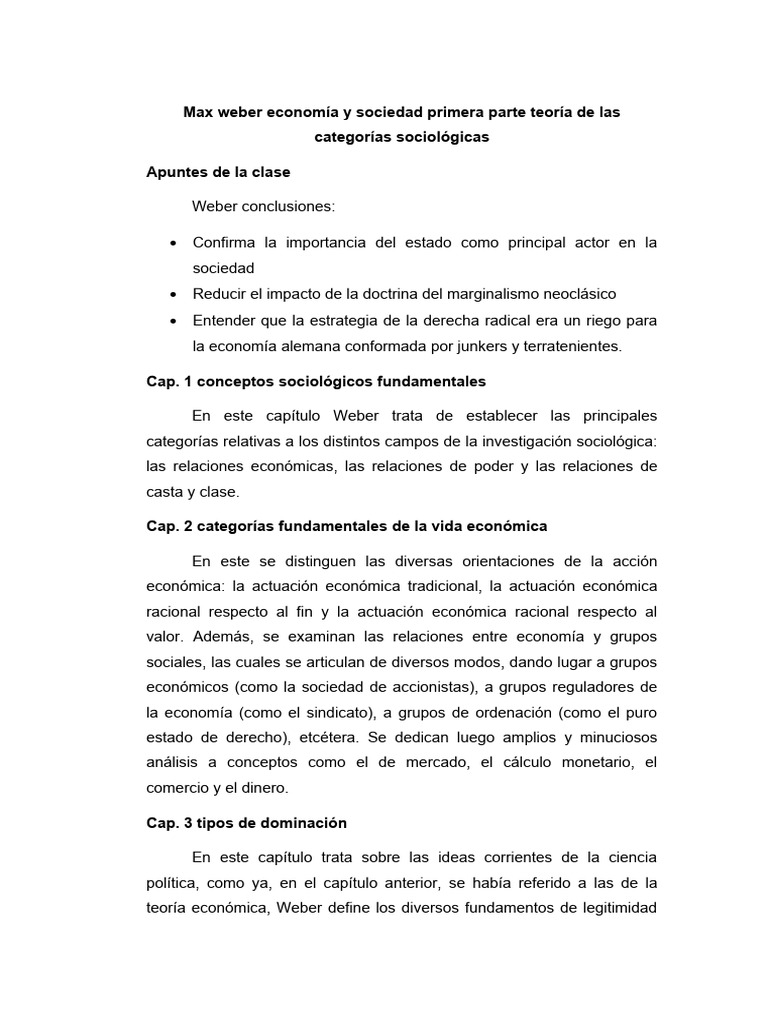 Max Weber Cap 1 Conceptos Sociologicos Fundamentales | PDF | Sociología ...