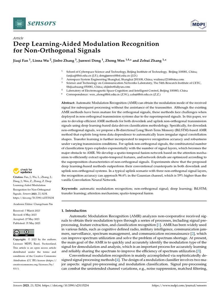 Deep Learning Aided Modulation Recognition For Non Orthogonal Signals Pdf
