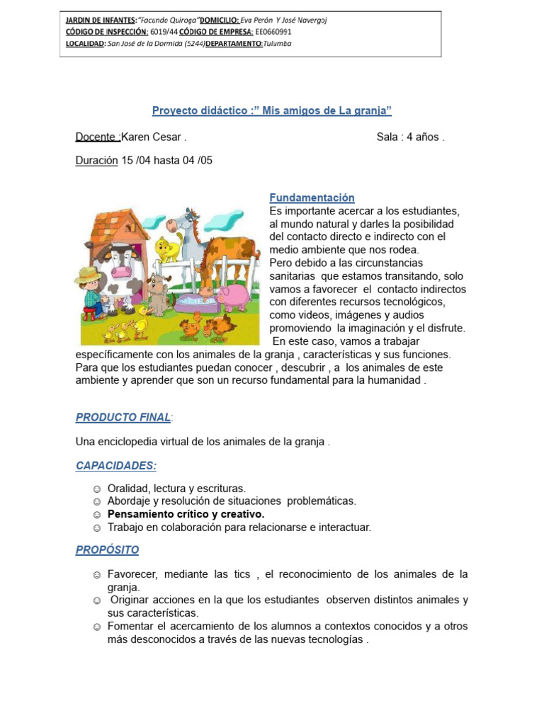 La Granja Los Animales .Docx-1 | PDF