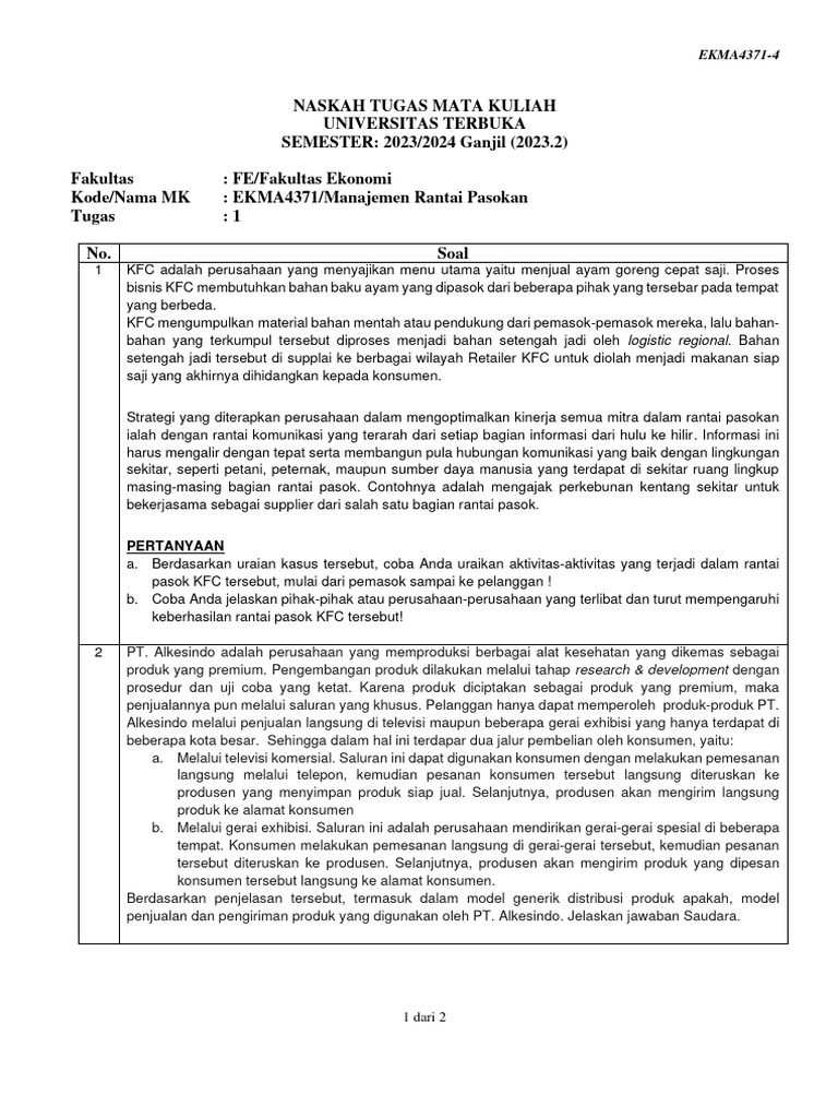 Soal Ekma4371 Tmk1 4 | PDF Soal Ekma4371 Tmk1 4 | PDF