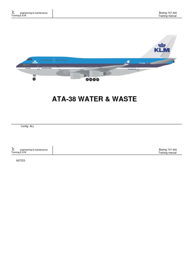 Ata-38 Water & Waste: Training Manual Boeing 747-400 | PDF