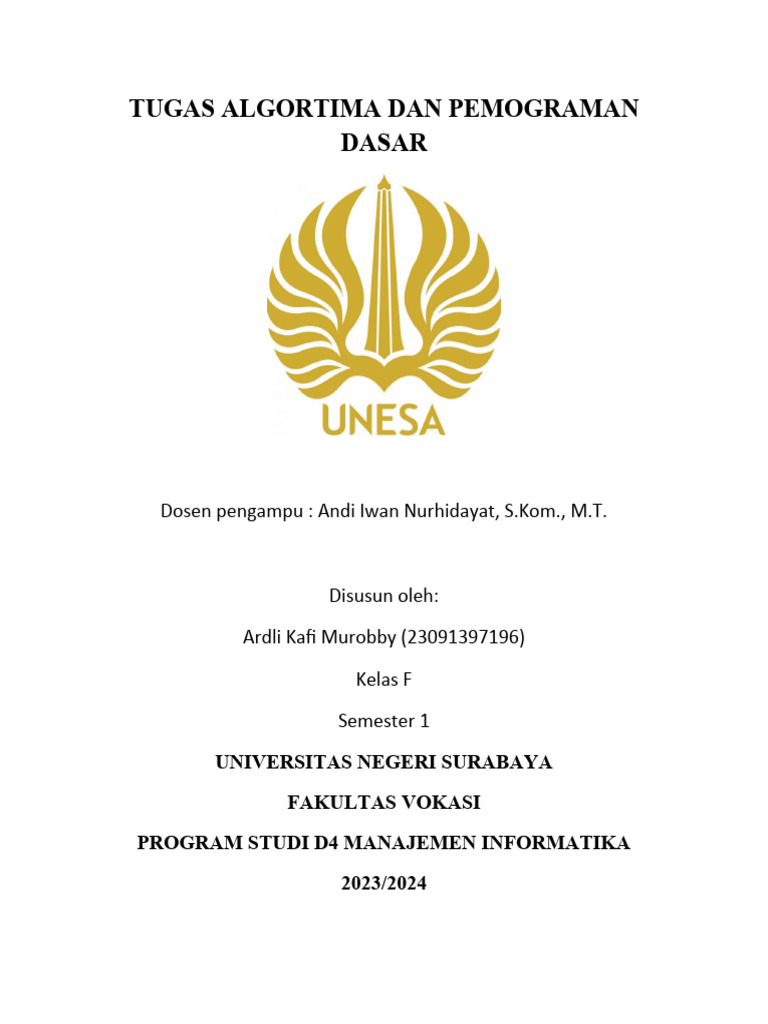Tugas Algortima Dan Pemograman Dasar | PDF