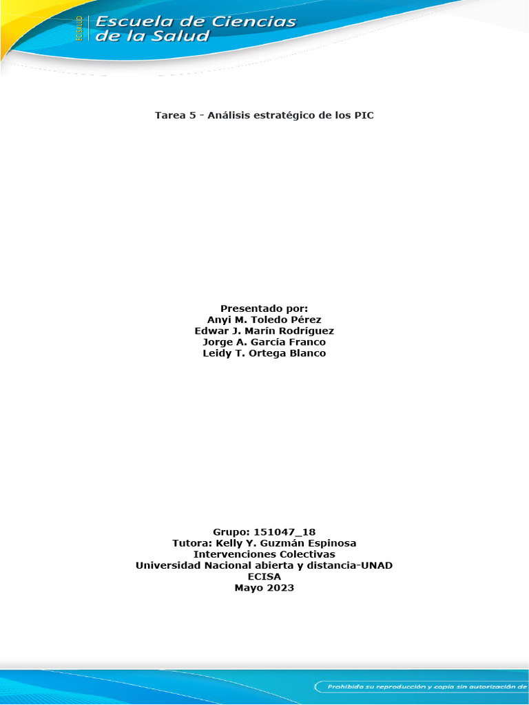 Tarea - 5 - Intervenciones Colectivas - Trabajo Grupal | PDF