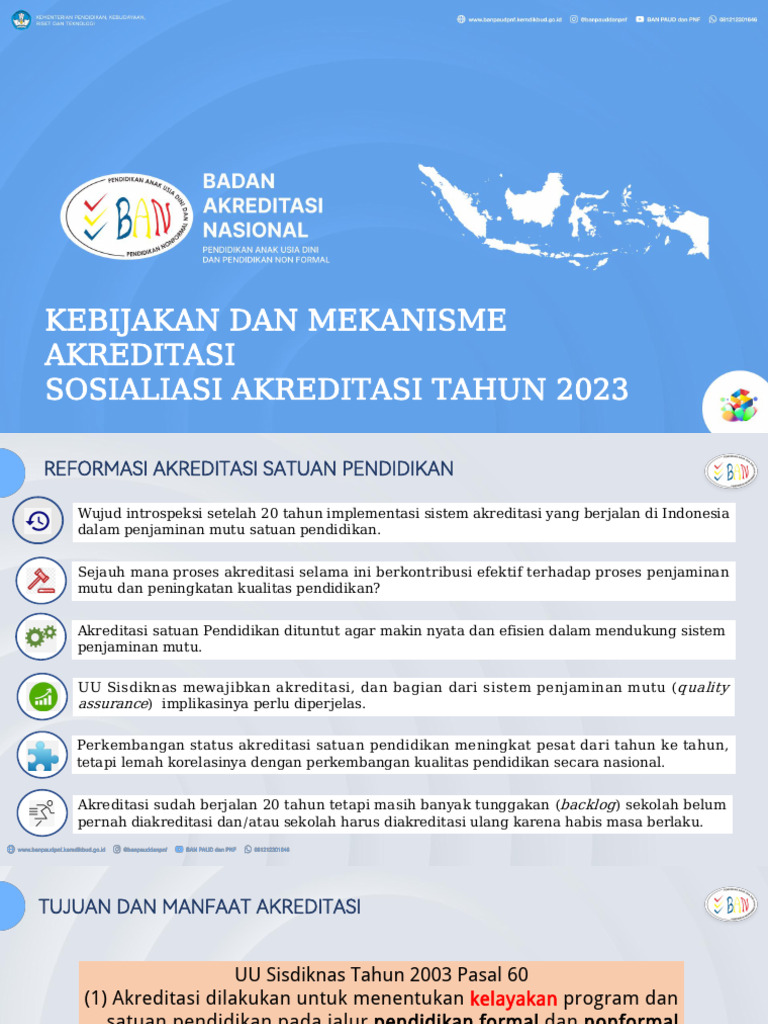 Soslok 3 - Paparan Kebijakan Dan Mekanisem Akreditasi Tahun 2023.rev 1 | PDF