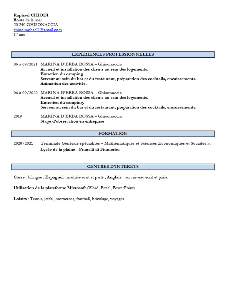 CV Raphael Chiodi | PDF