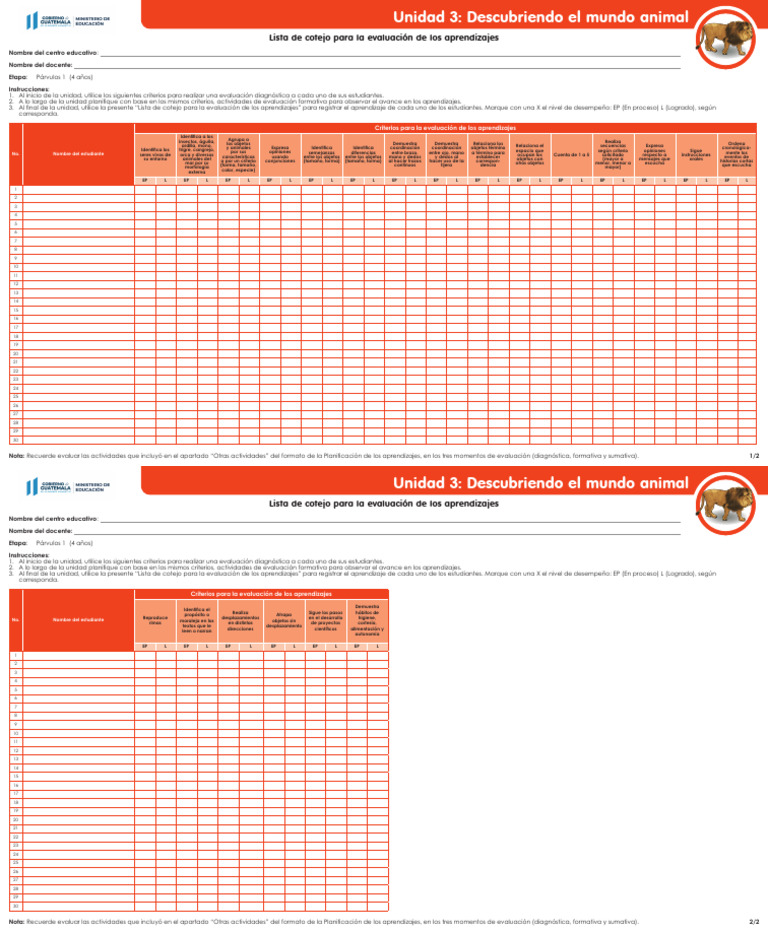U3 4a Lista-De-Cotejo | PDF | Evaluación | Cognición