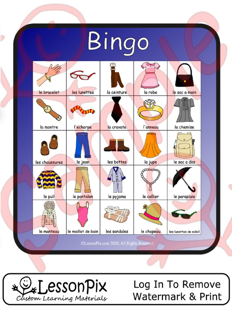 Bingo+-+les+vêtements-Material 9252327 WM Tokens | PDF