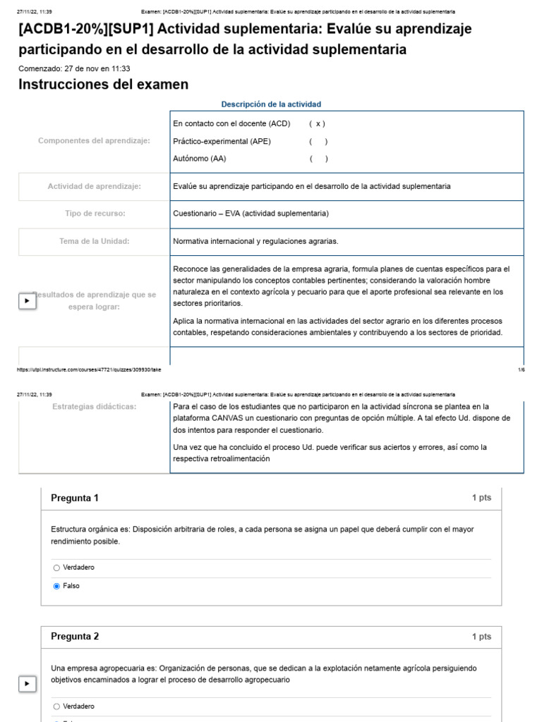 Examen - (ACDB1-20%) (SUP1) Actividad Suplementaria - Evalúe Su Aprendizaje Participando en El ...