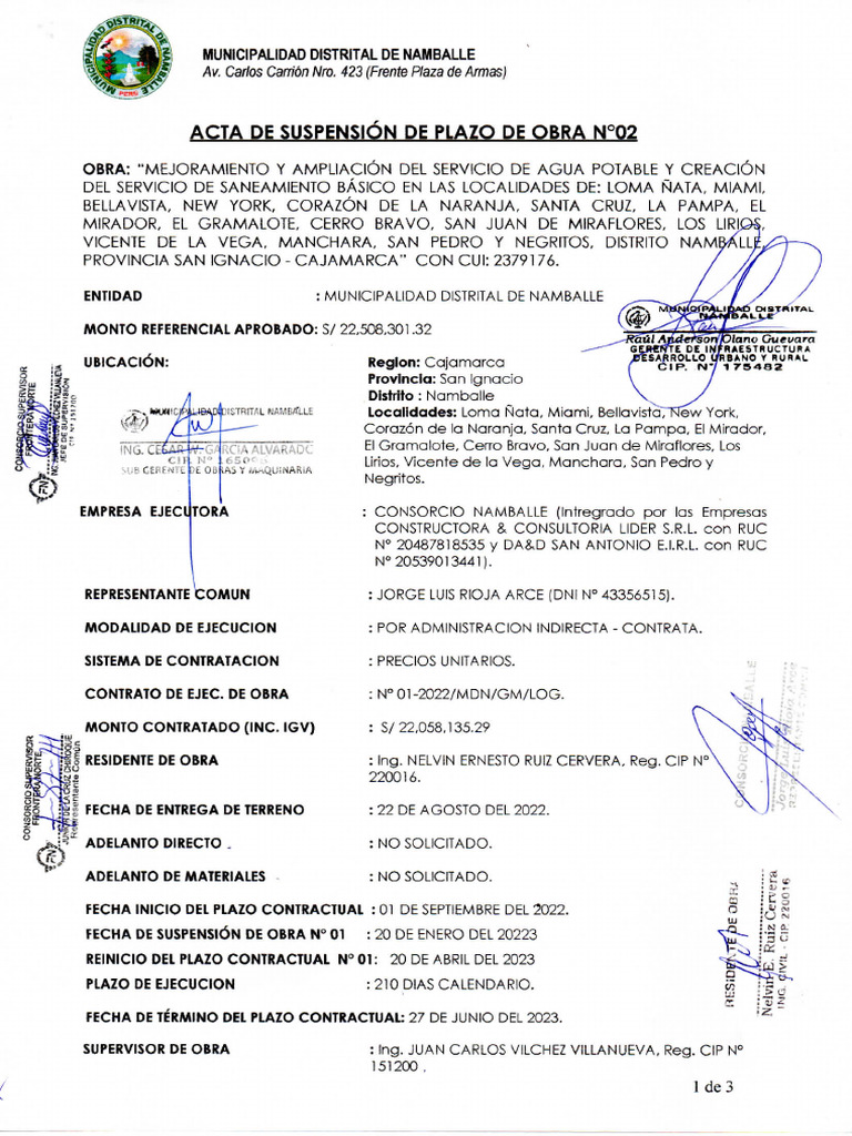 Acta de Suspension de Plazo #02 | PDF