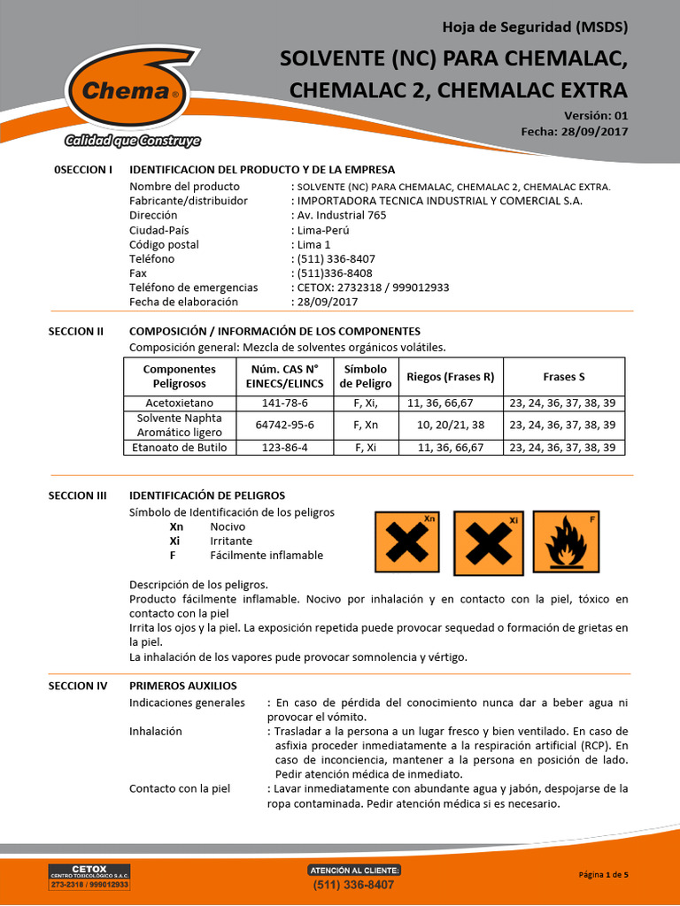 MSDS - Chema Solvente | PDF