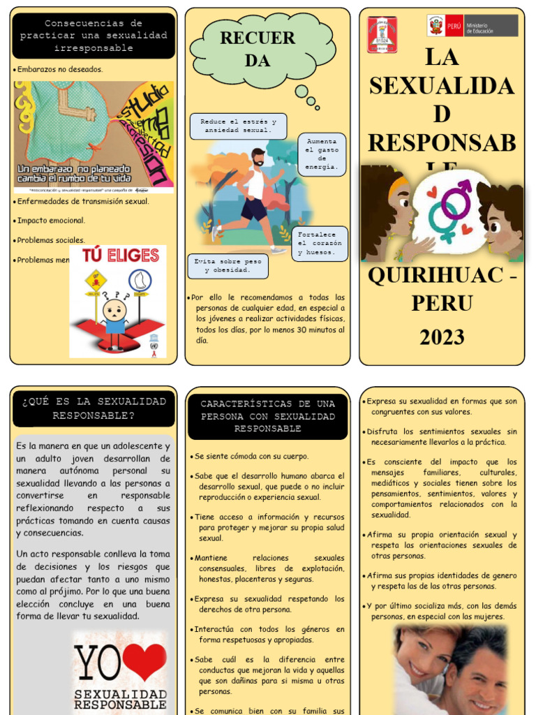 Triptico de La Sexualidad Responsable | Descargar gratis PDF | La sexualidad humana | Adultos