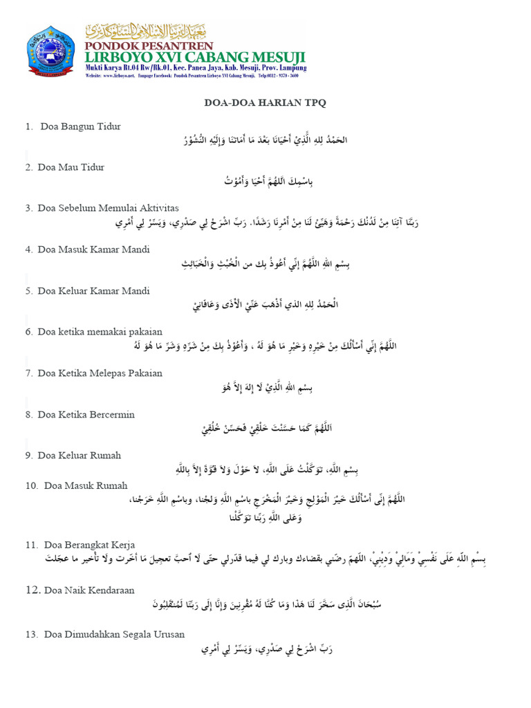 Doa-Doa Harian TPQ | PDF