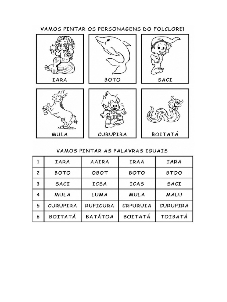 Atividade Adaptada 6 Ano FOLCLORE | PDF